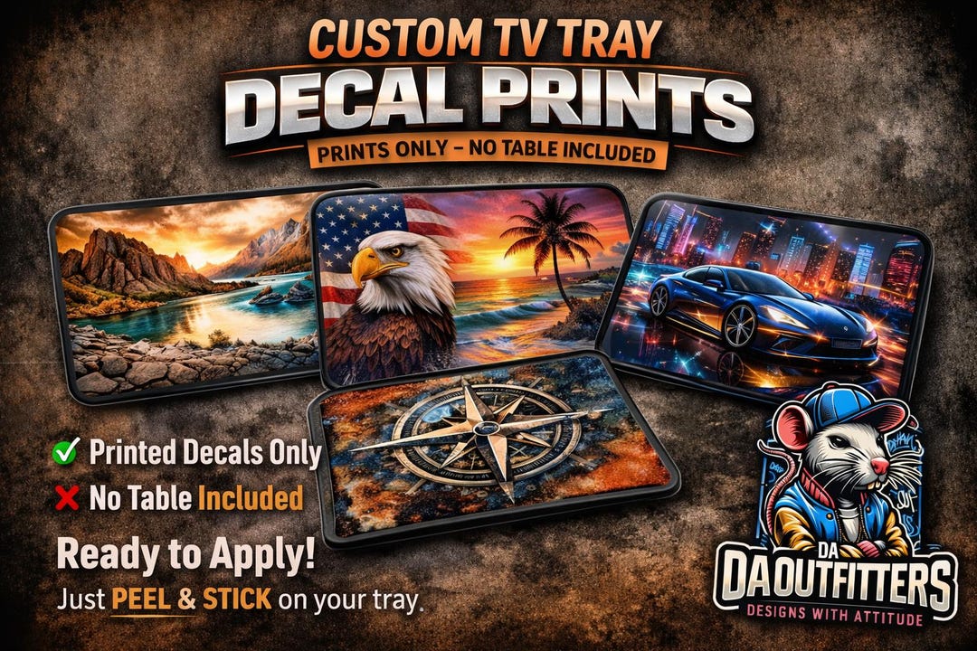 Custom TV Tray Decal Prints - Epoxy Ready Tray Inserts - Glossy or ...