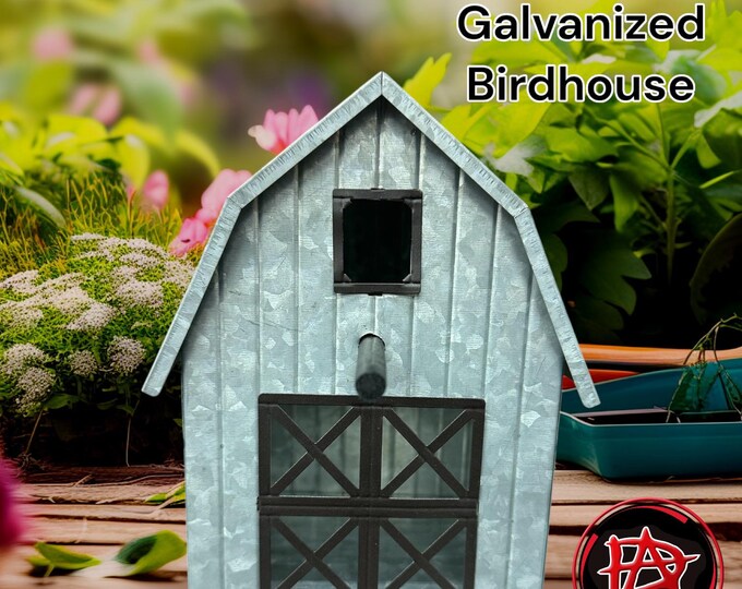 Rustic Barn Bird House - Galvanized Metal Gambrel Barn, Home Decoration ...