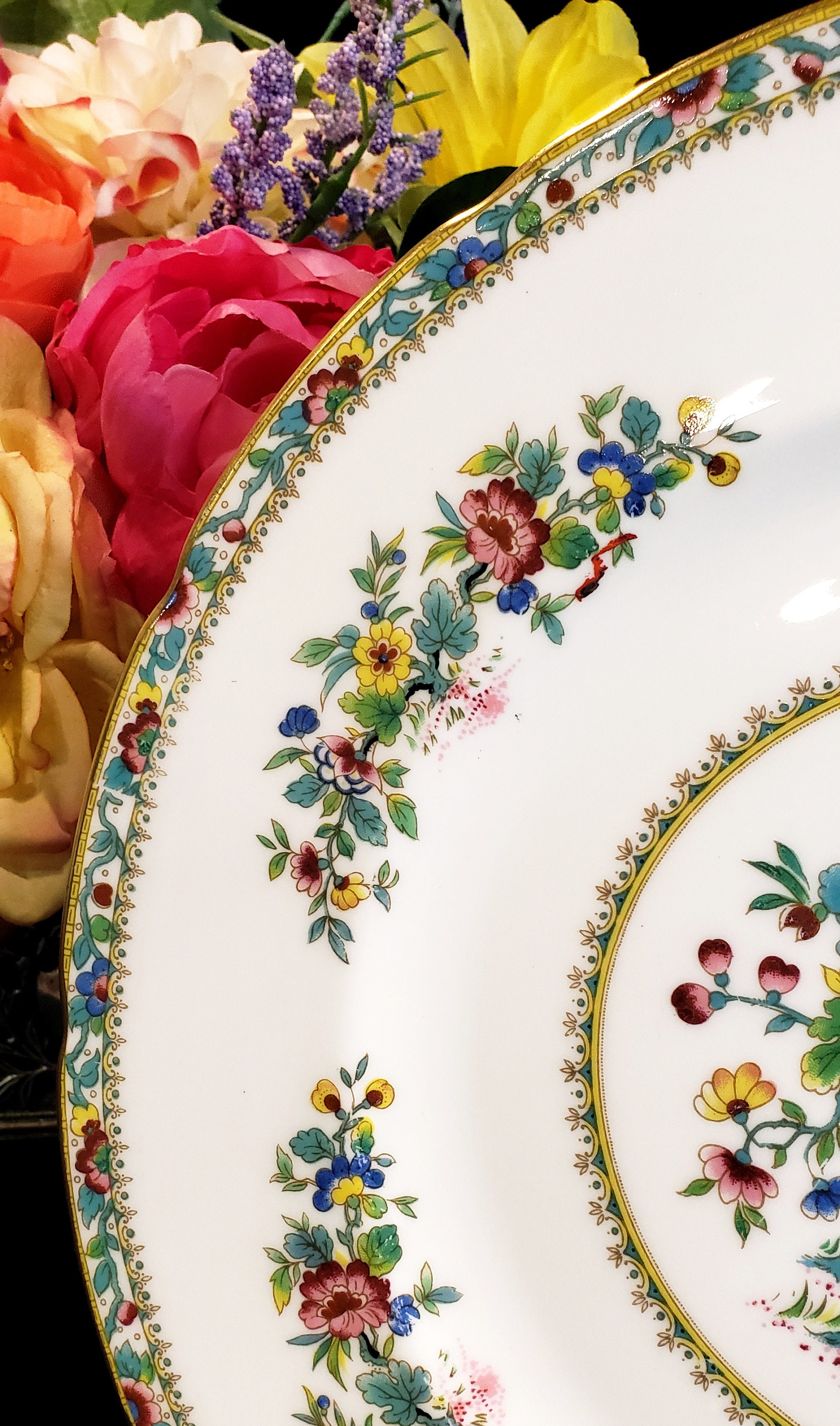 COALPORT Vintage MING ROSE Scalloped Bone China Dinner Plate - Etsy