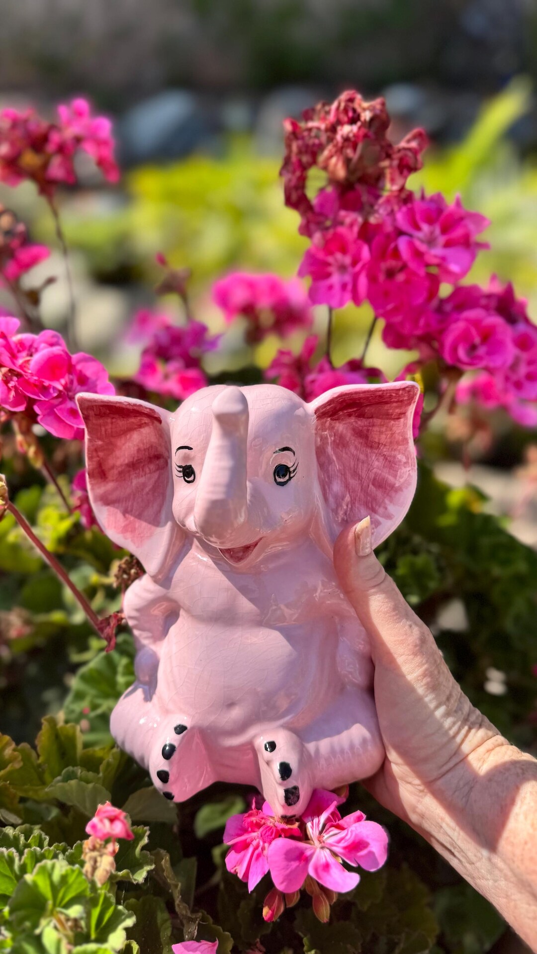 WHIMSICAL PINK ELEPHANT, Cheerful, Hand Painted, Quirky, Fun ...