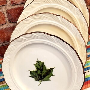 Rustic ITALIAN SALAD or Luncheon PLATES, Cream W/brown Trim, Designed ...