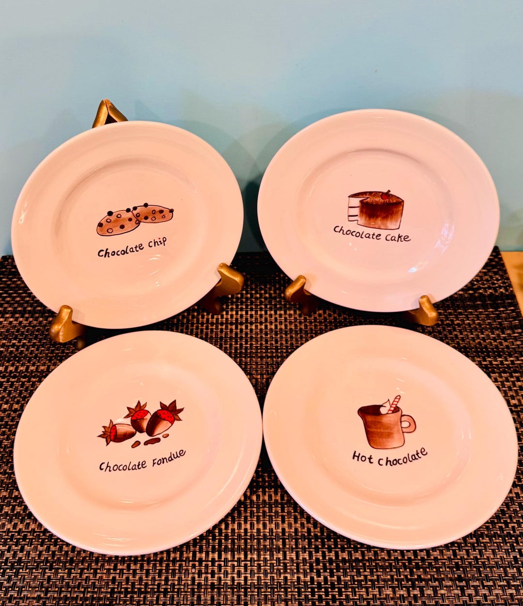 World Market Chocolate Themed Dessert Plates: Set of 4, Cottage Kitchen ...