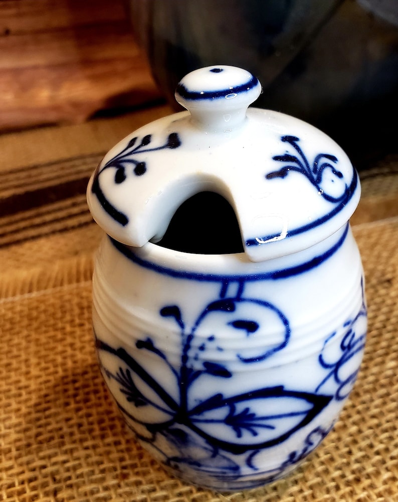 Flow Blue Blue Onion Antique Condiment Jar Rare Collectible - Etsy
