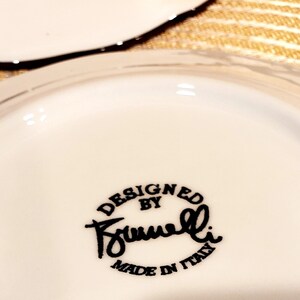 Rustic ITALIAN SALAD or Luncheon PLATES, Cream W/brown Trim, Designed ...