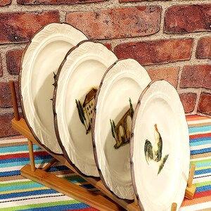 Rustic ITALIAN SALAD or Luncheon PLATES, Cream W/brown Trim, Designed ...