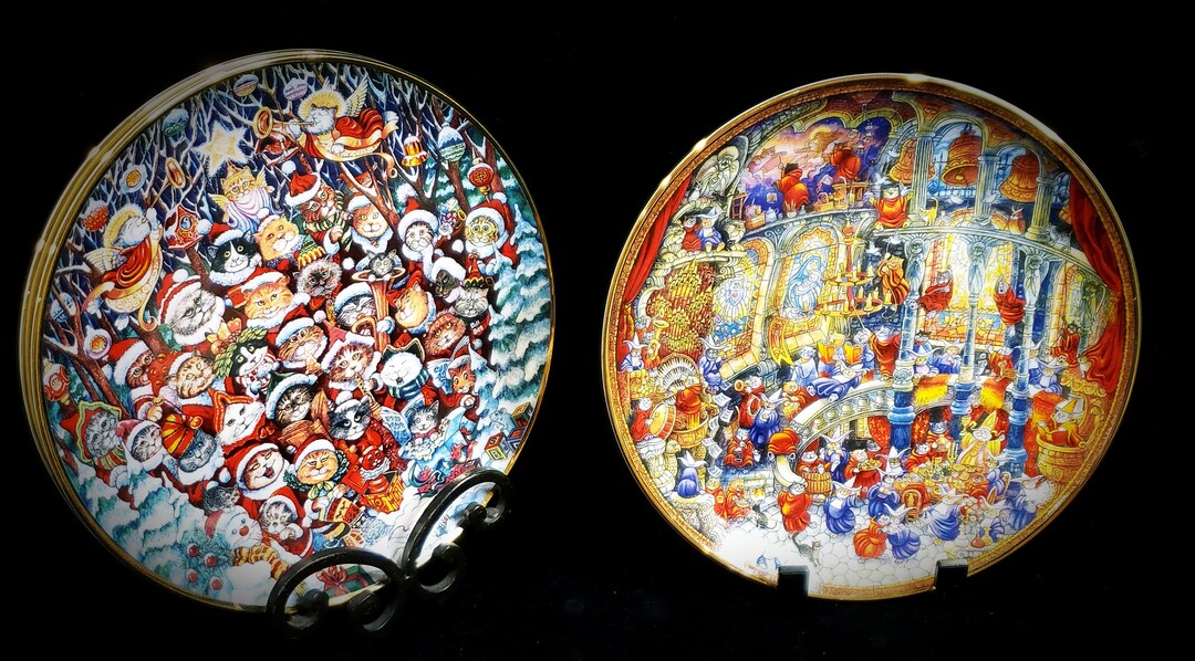 CAT-LOVER Decorative PLATES: 1 Holy Cats, 2 Santa Claws, Whimsical ...