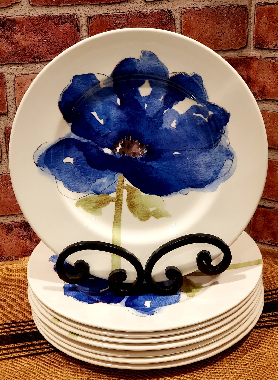 ROYAL STAFFORD BLUE Poppy Dinner Plates, Pretty Watercolor Design ...