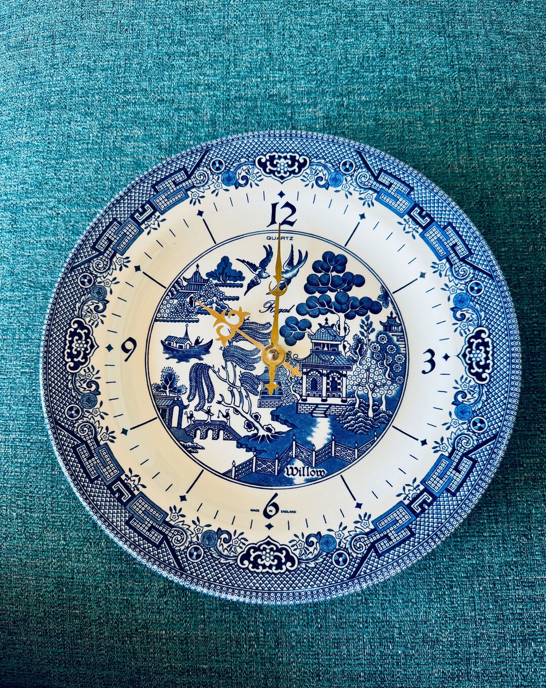 Churchill BLUE WILLOW CLOCK, Collectible Chinoiserie Plate, Made in ...