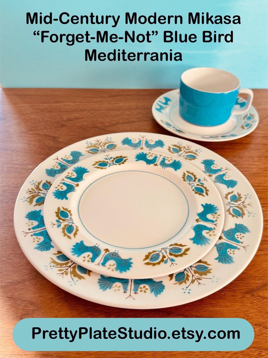 Rare Mikasa Mid Century Modern “mediterrania” Tableware: “forget-me-not ...