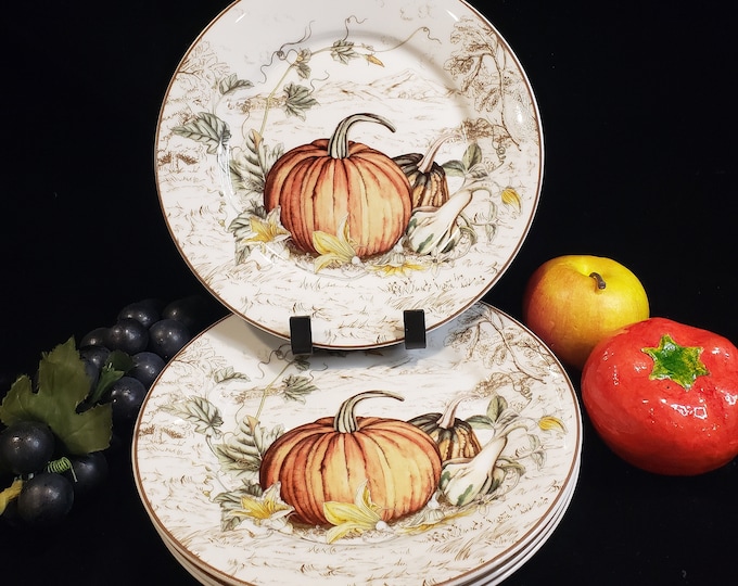 WILLIAMS SONOMA Plymouth PUMPKIN Salad Plates, Set of 4, Thanksgiving ...