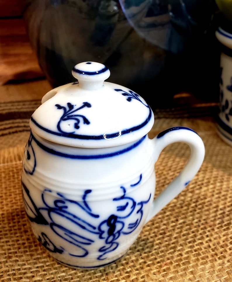 Flow Blue Blue Onion Antique Condiment Jar Rare Collectible - Etsy