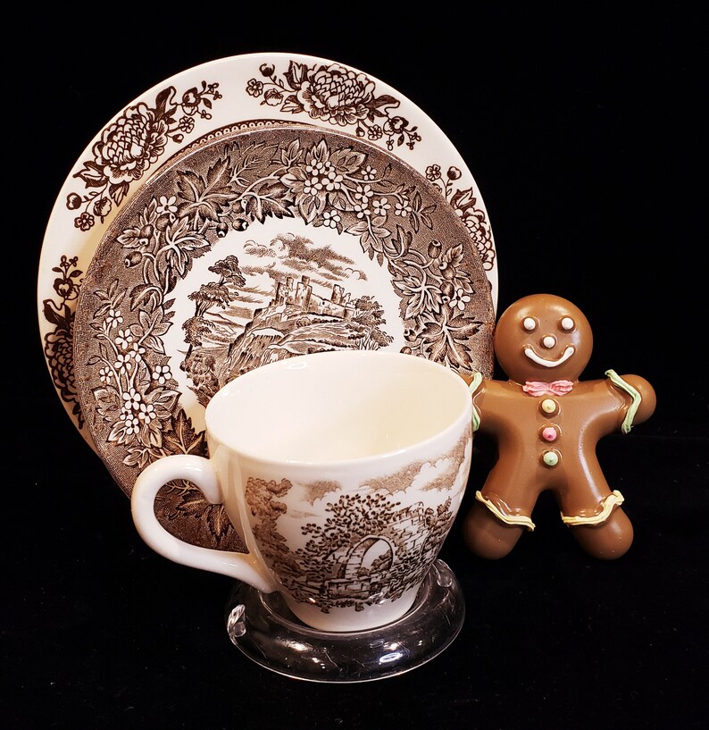 Mismatch Brown Trio: Staffordshire Hand Engraved Saucer - Etsy