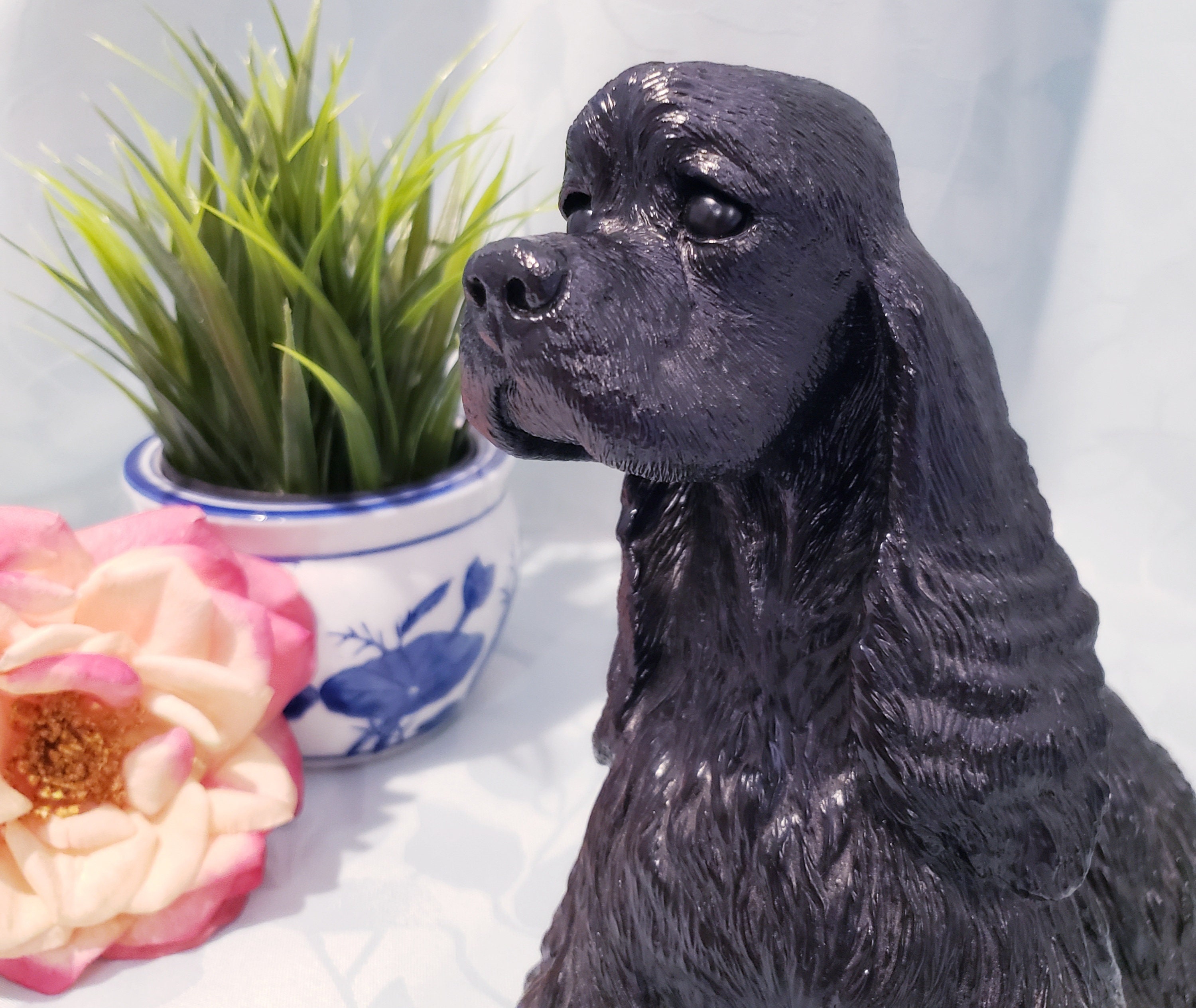Large Black Resin English Cocker Spaniel Figurine Soulful - Etsy