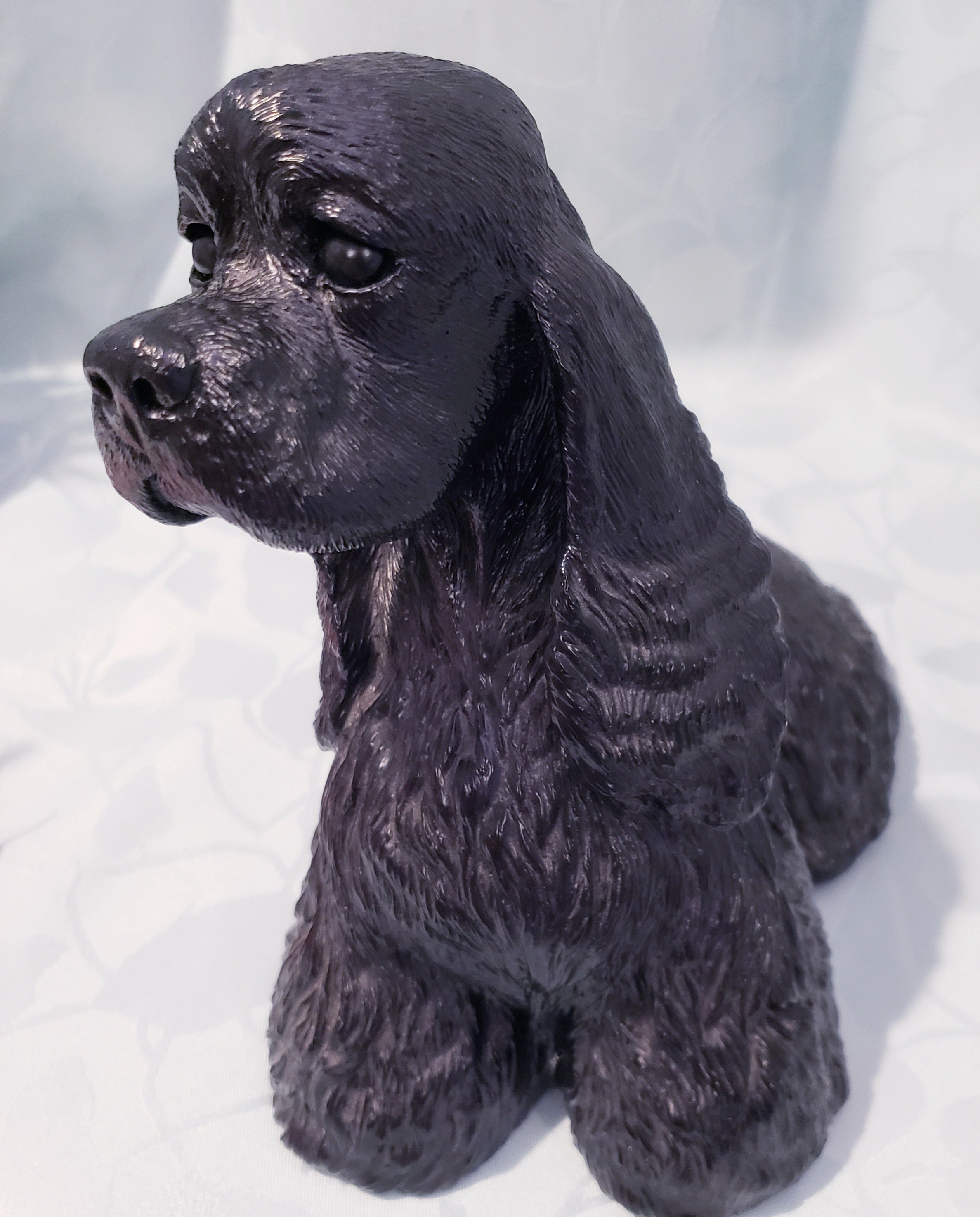 Large Black Resin English Cocker Spaniel Figurine Soulful - Etsy