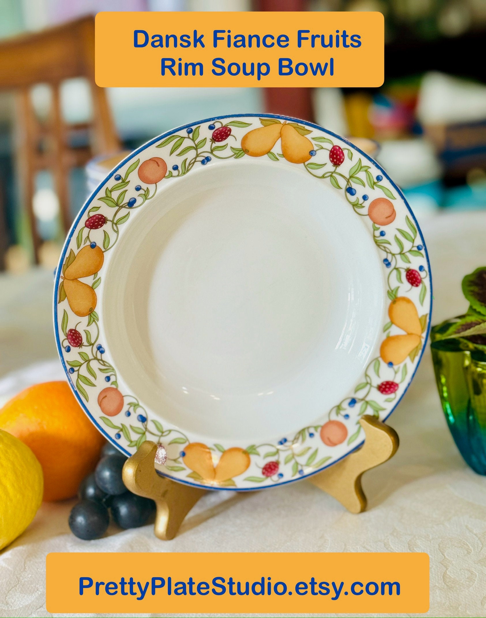 DANSK FIANCE FRUITS Tableware, Dinner/salad Plates, Rim Soup Bowls ...