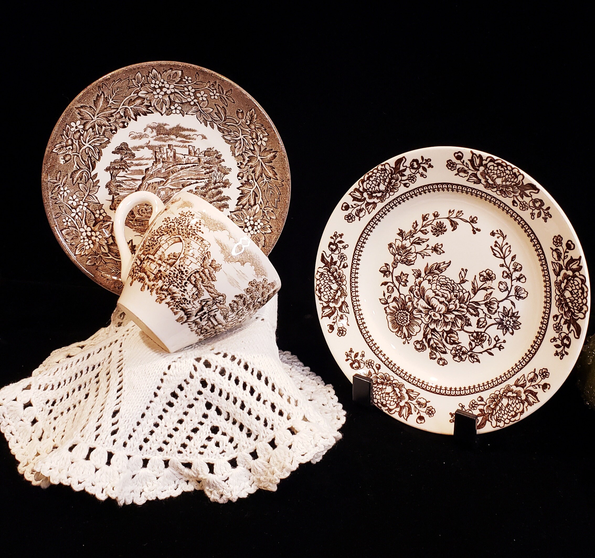 Mismatch Brown Trio: Staffordshire Hand Engraved Saucer - Etsy