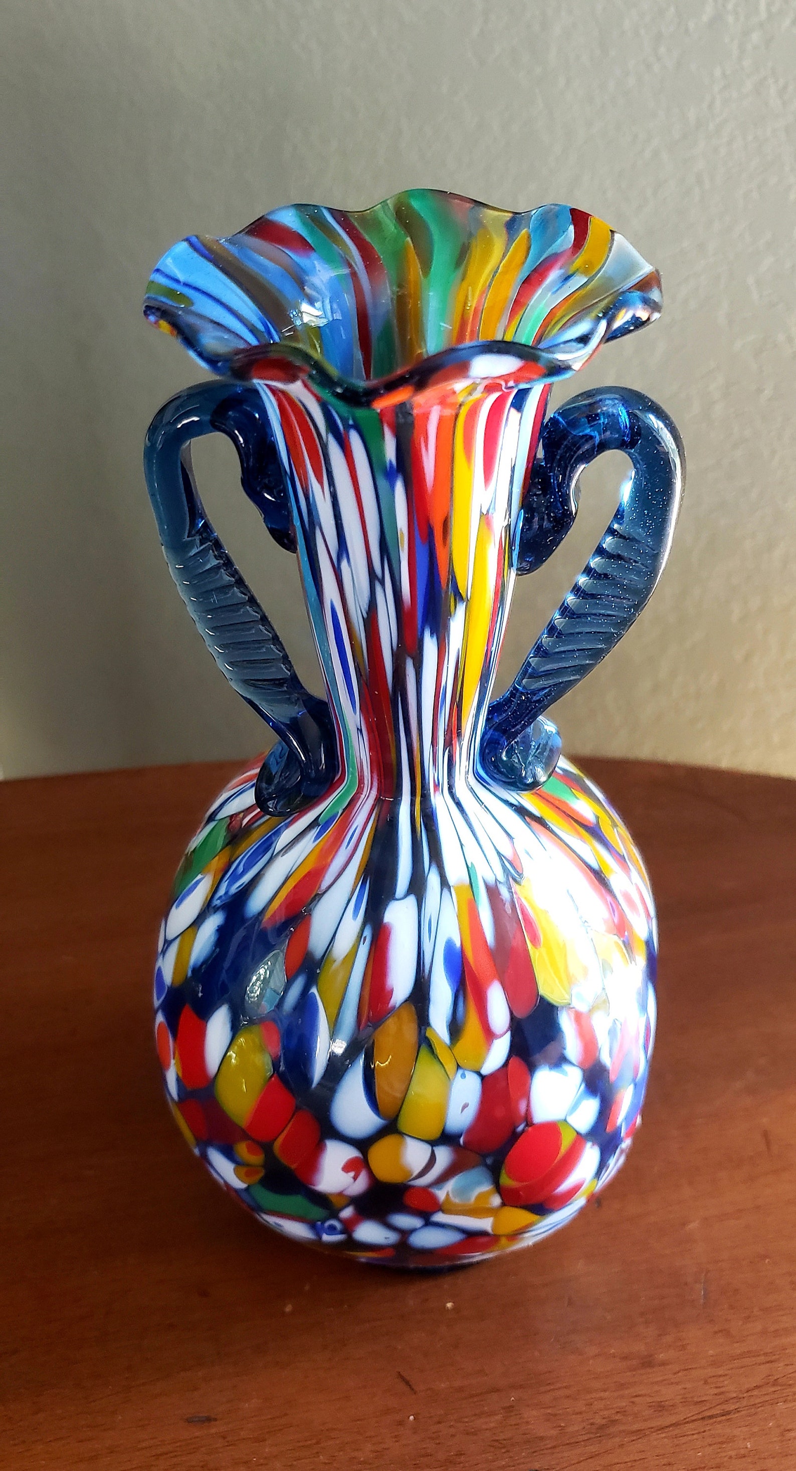 MURANO GLASS Stunning Multi-colored VASE, Handcrafted in Vecchia Italy ...