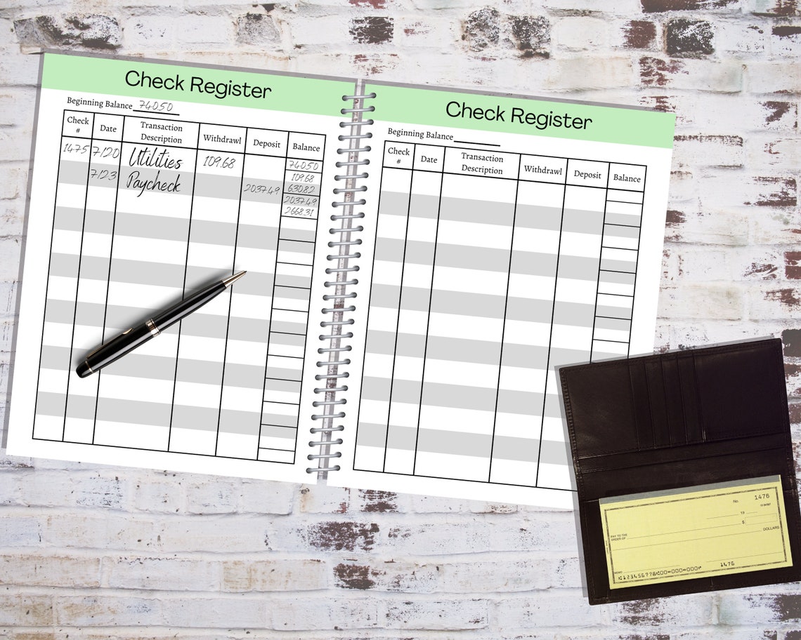 Check Register, Checkbook Register, Large Print Check Register ...