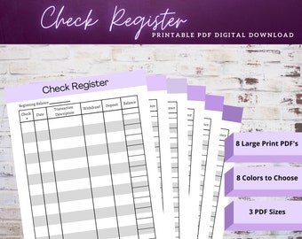 Check Register, Checkbook Register, Large Print Check Register ...
