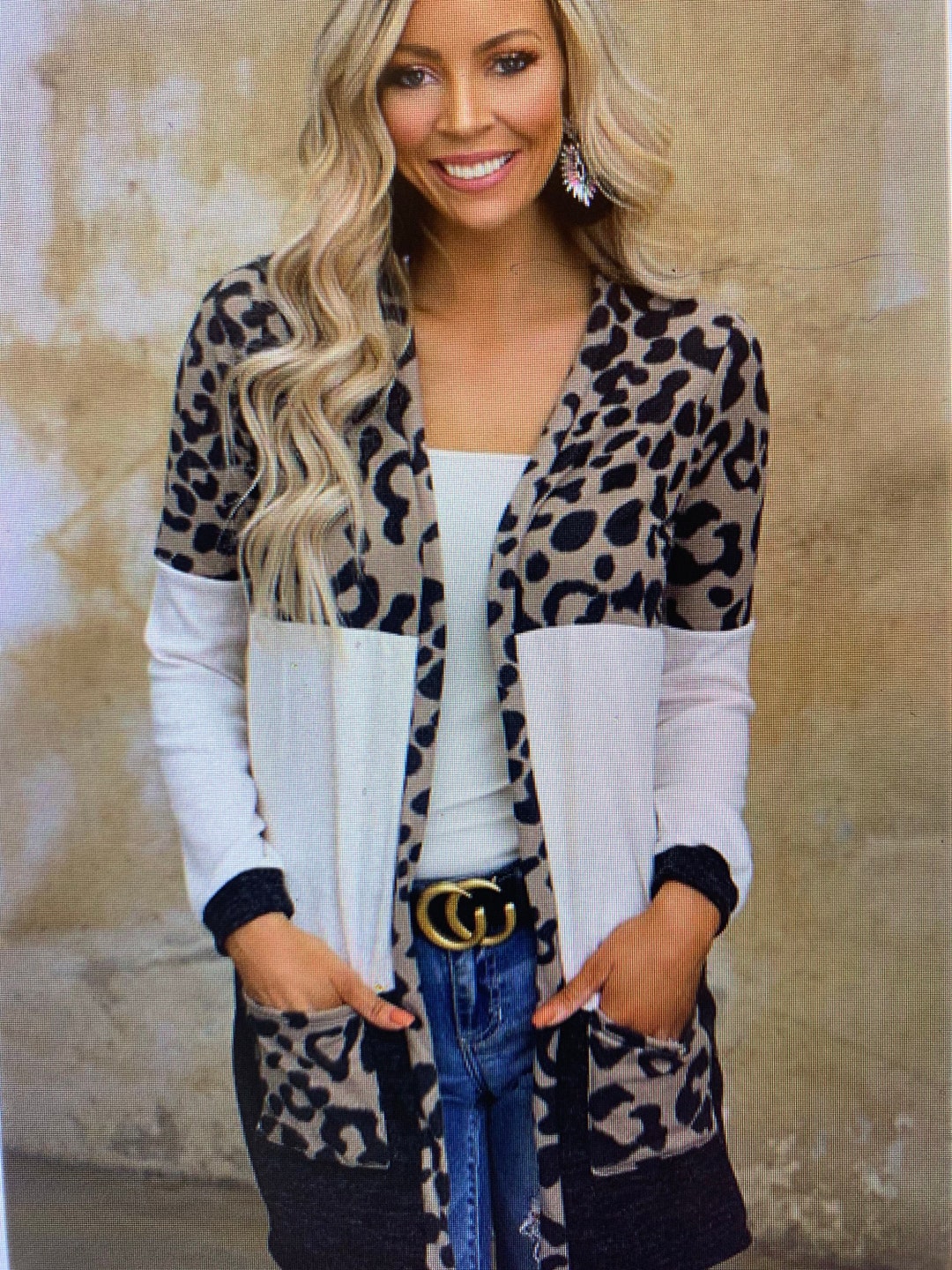 Leopard Cardigan Sweater With Pockets - Etsy