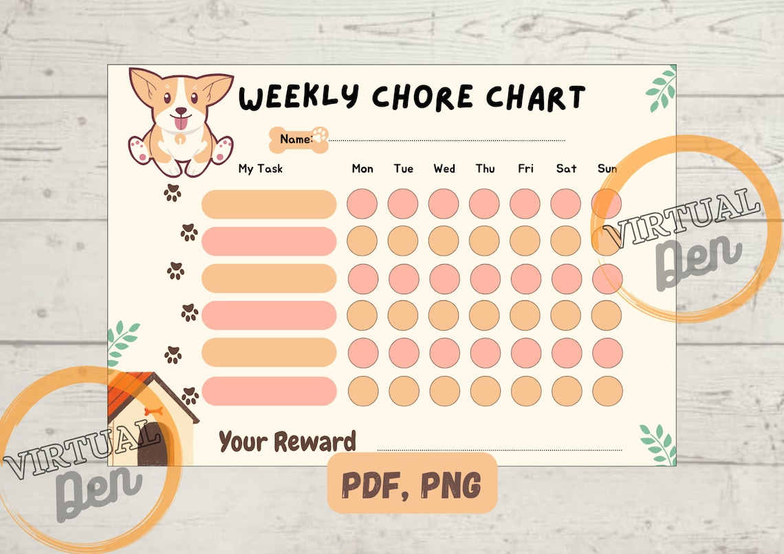 Weekly Chore Reward Chart, Cute Chart, Sticker Chart, Toddler Reward ...