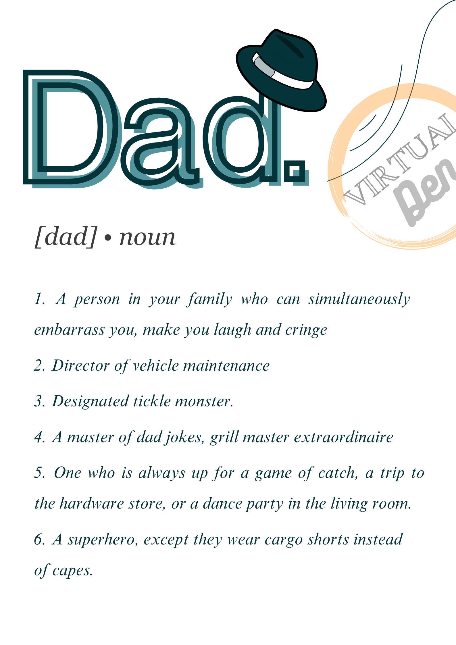 Printable Dad Definition, Dictionary, Fathers Day Gift, Father Quote ...
