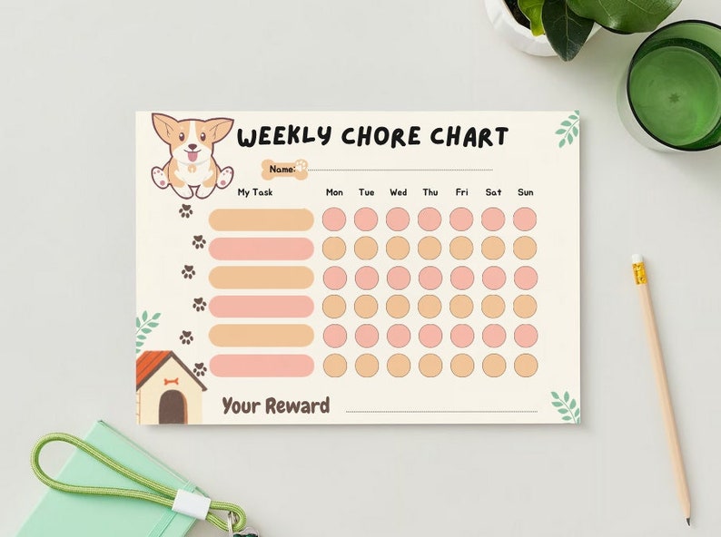Weekly Chore Reward Chart, Cute Chart, Sticker Chart, Toddler Reward ...