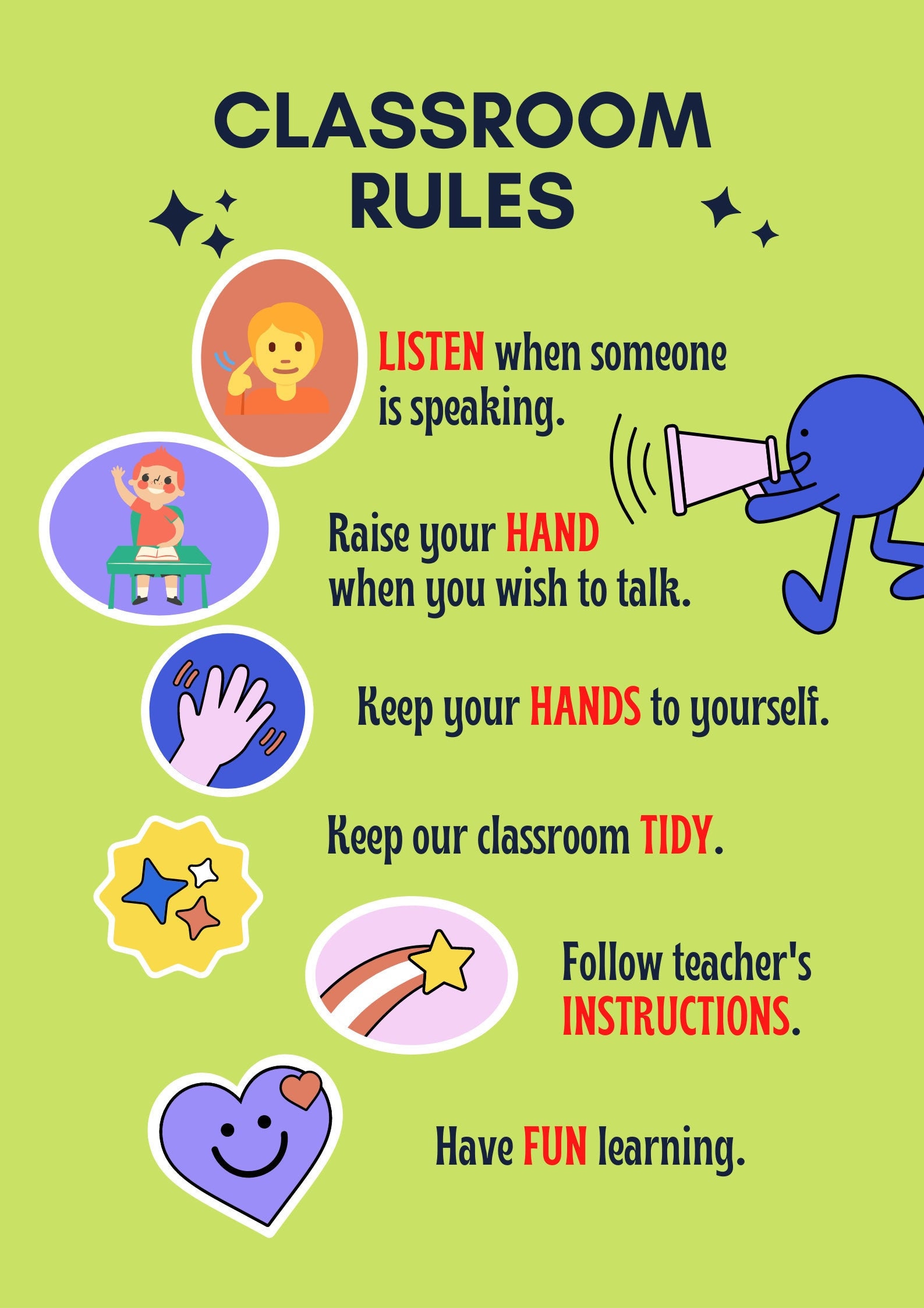 Classroom Poster for Kids, Wall Decoration, Poster, Typography, Class ...