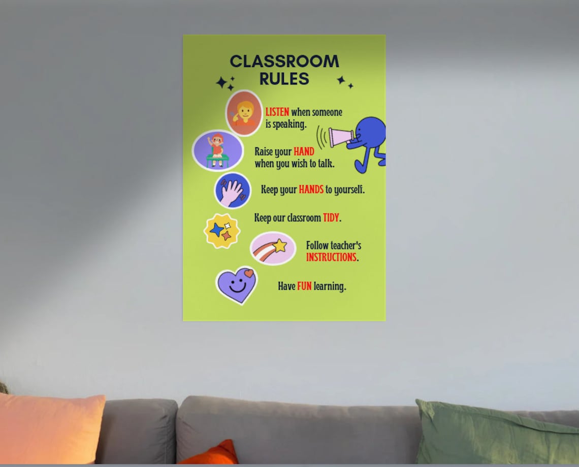 Classroom Poster for Kids, Wall Decoration, Poster, Typography, Class ...