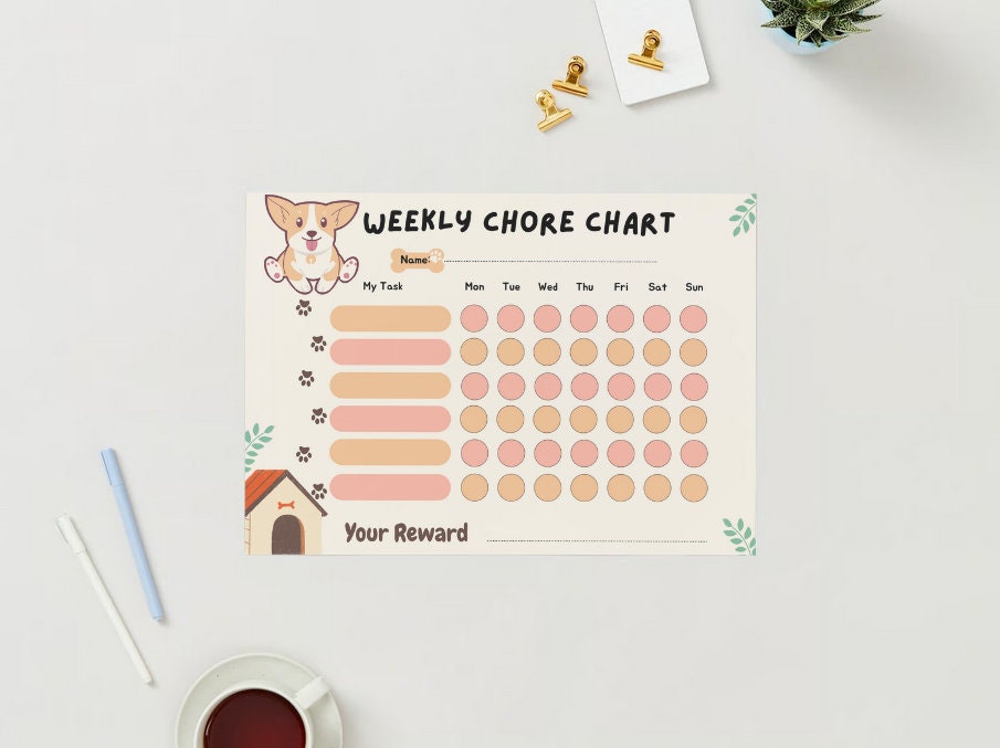 Weekly Chore Reward Chart, Cute Chart, Sticker Chart, Toddler Reward ...