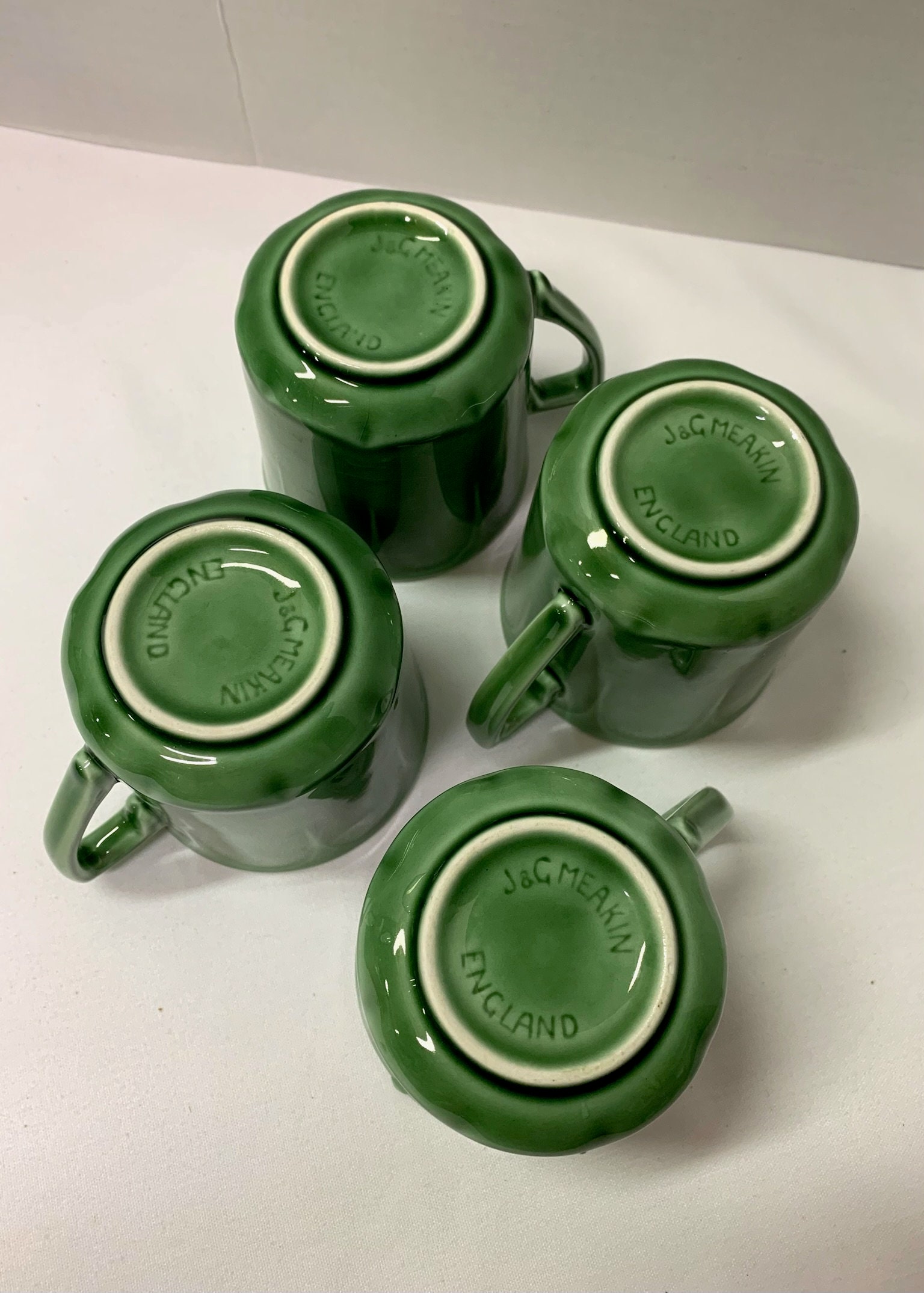 Vintage English Green Tea and Coffee Mugs, 10 Oz Mugs, Vintage J & C ...