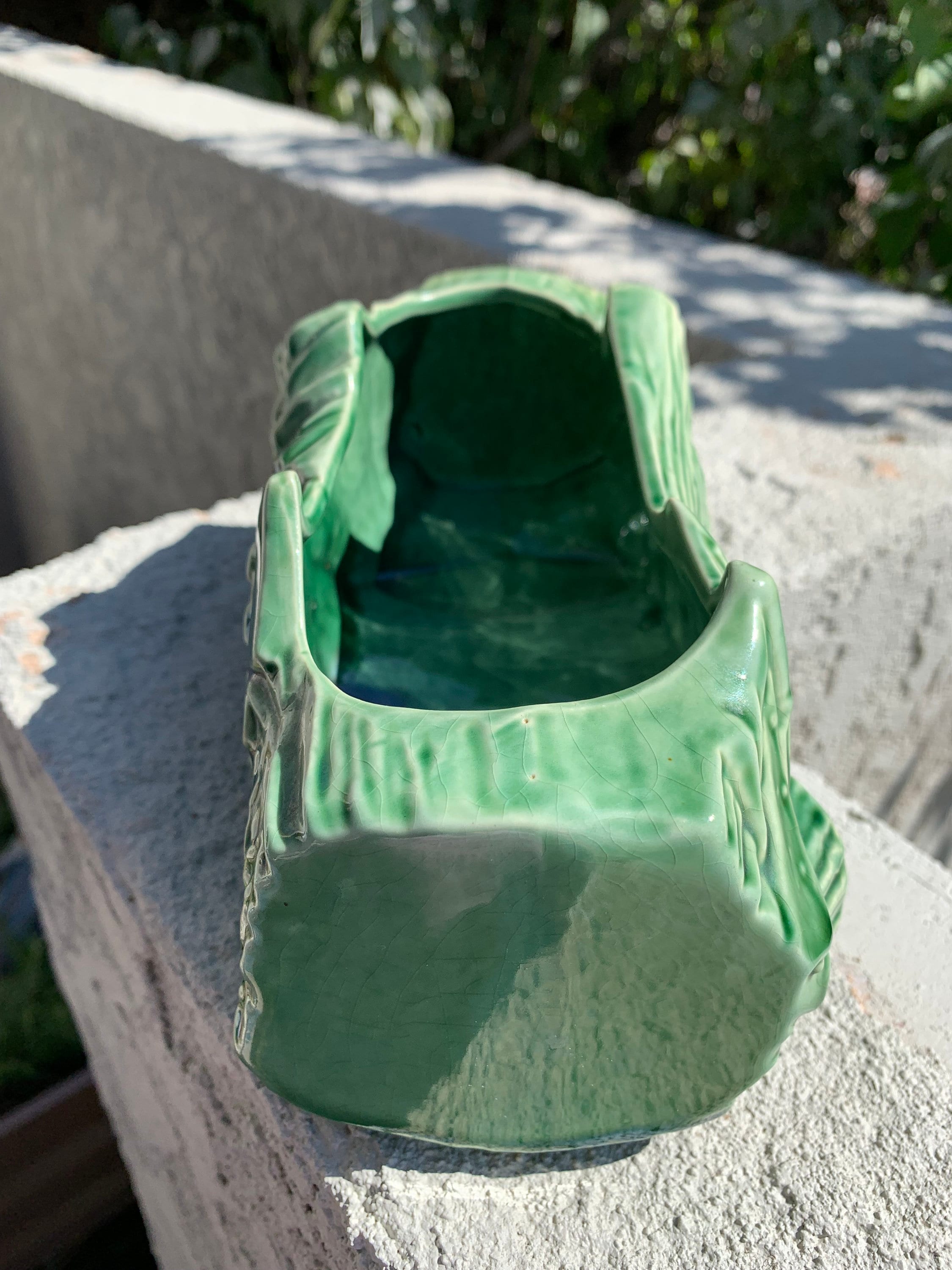 Vintage Mccoy Green Planter, Vintage Mccoy Green Log Woodsmen Planter ...