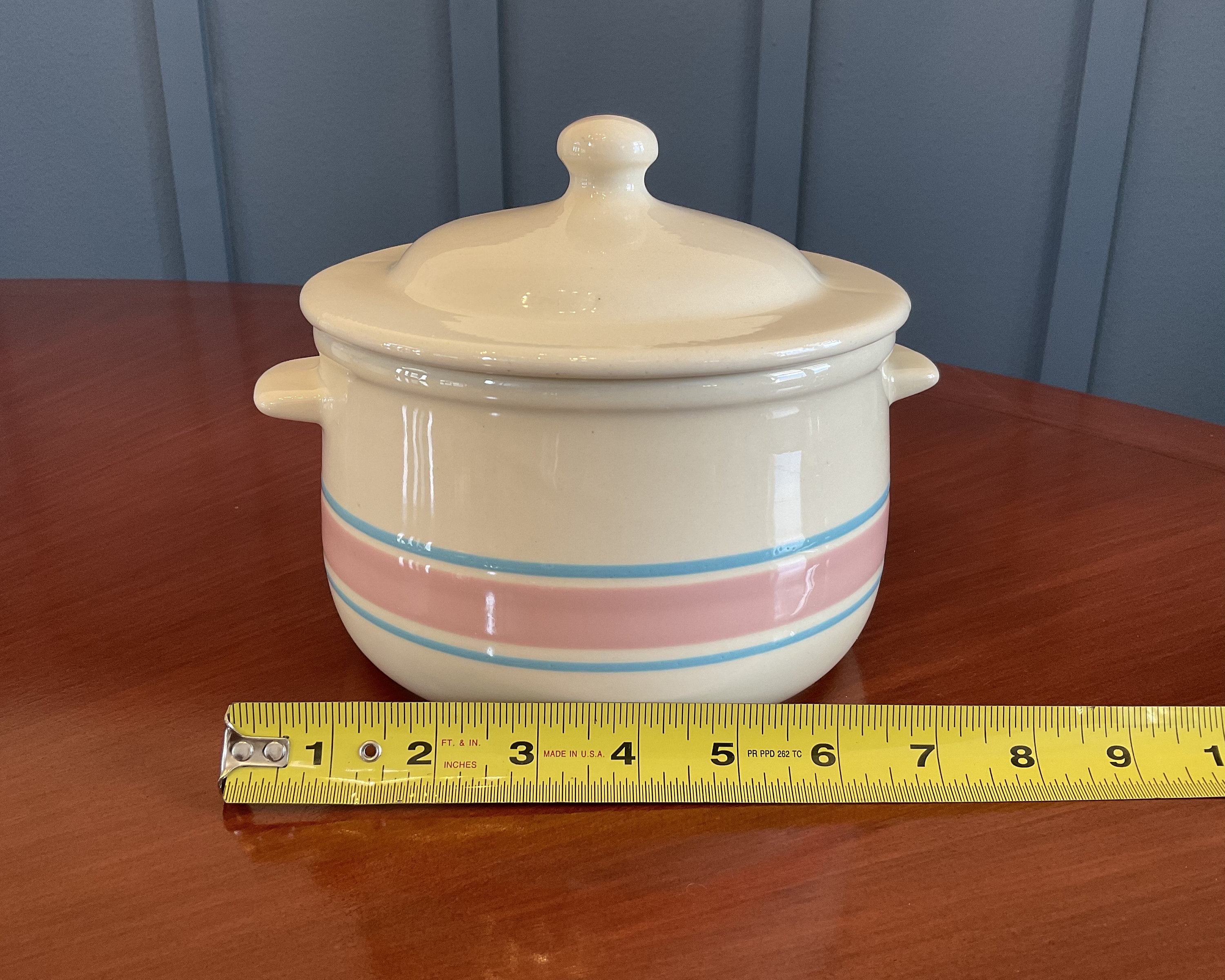 Vintage Mccoy Stonecraft Pink and Blue Stripes Casserole Soup - Etsy