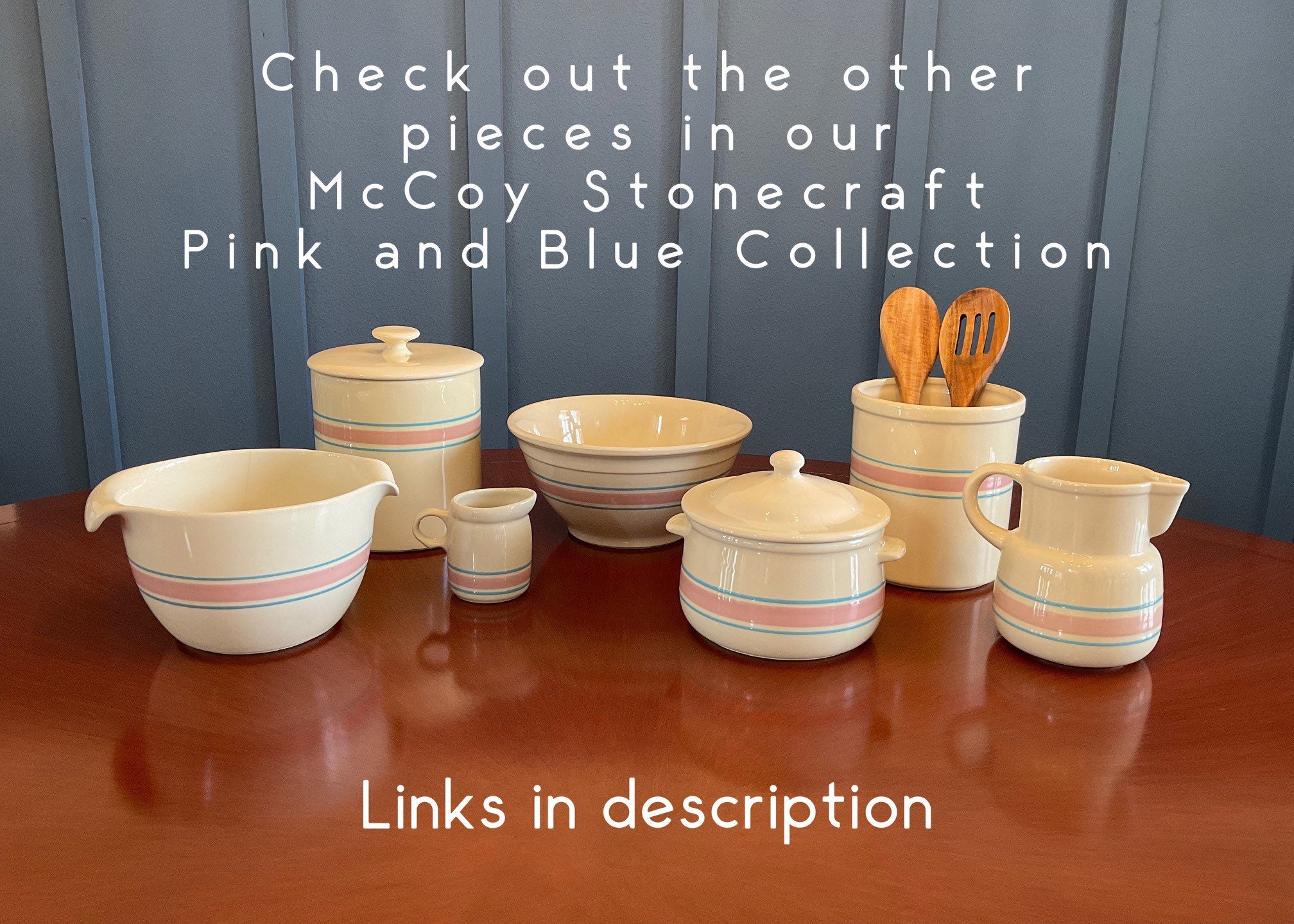 Mccoy stonecraft Pink and Blue Pitcher 132/ Vintage Mccoy Pink Stripe ...