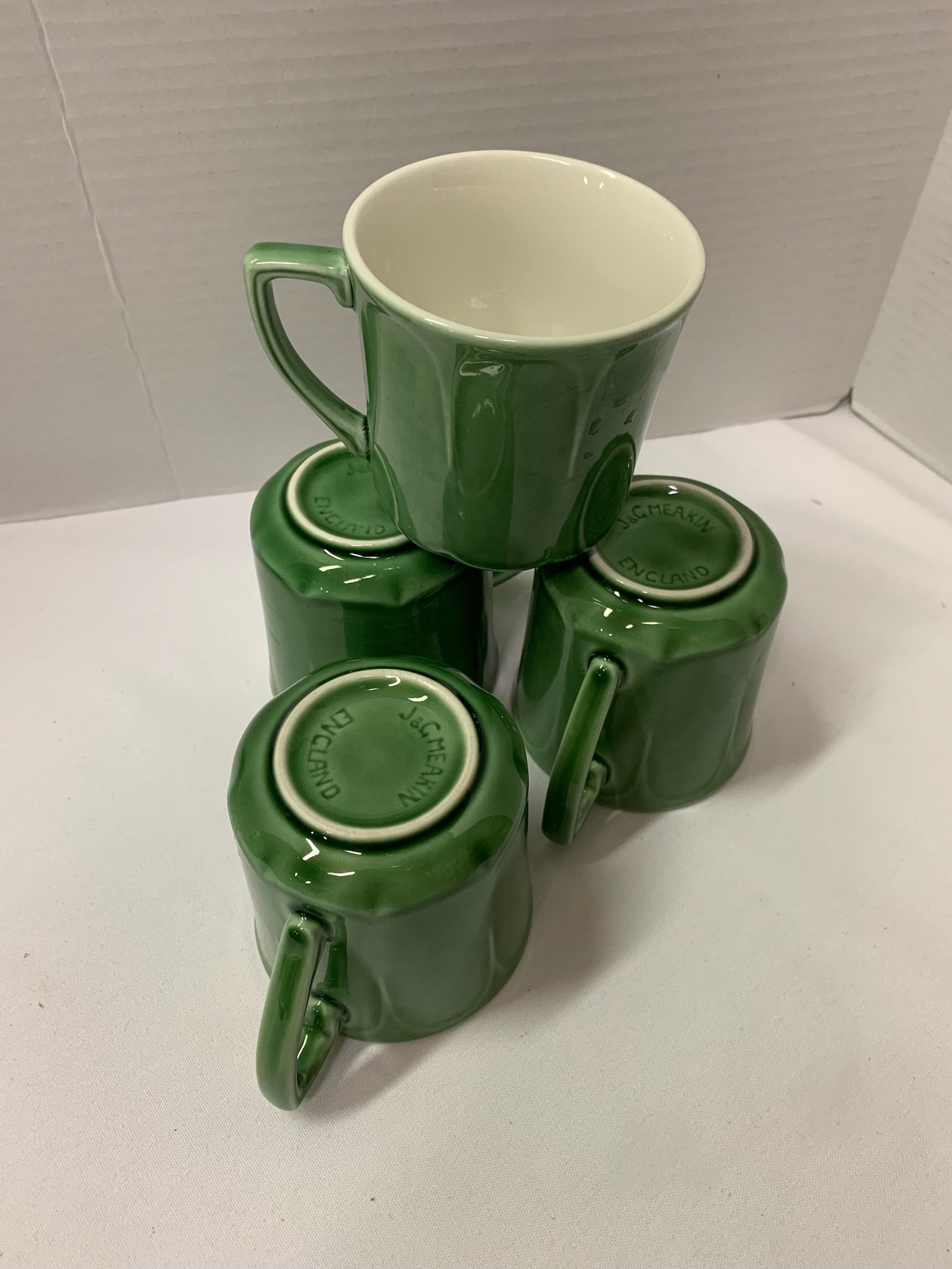Vintage English Green Tea and Coffee Mugs, 10 Oz Mugs, Vintage J & C ...