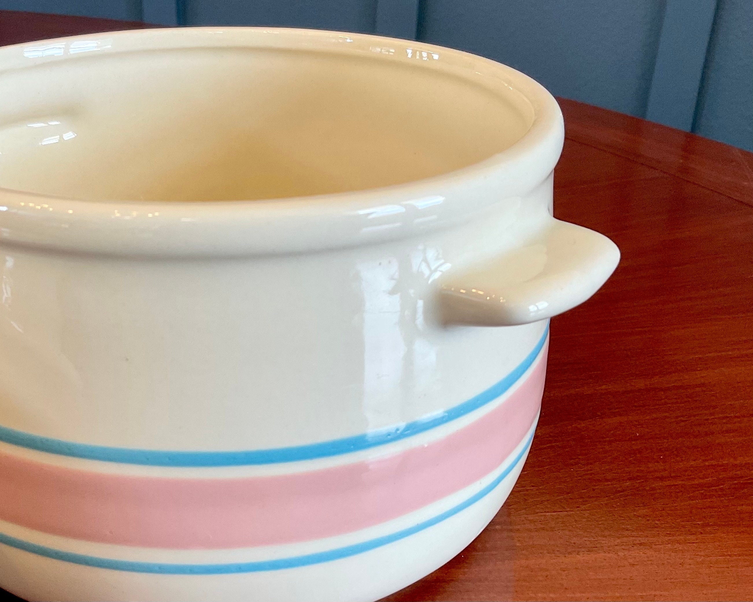 Vintage Mccoy Stonecraft Pink and Blue Stripes Casserole Soup - Etsy