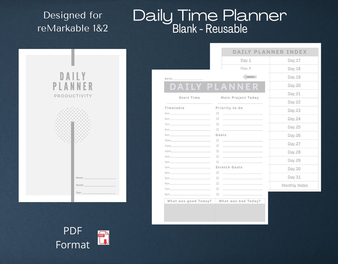 Remarkable Re-usable Minimalistic Daily Time Planner - Fully ...