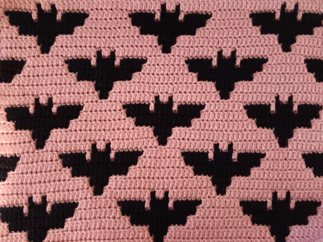 Batsy-kline Mosaic Overlay Crochet Gothic Emo Alt Bat Beginner-friendly ...