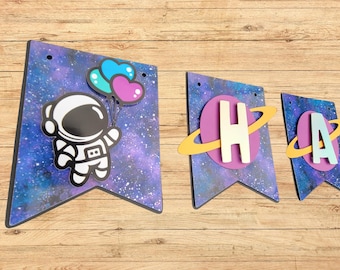 Hand-painted Outer Space Birthday Banner: Custom Kids Party Decor - Etsy