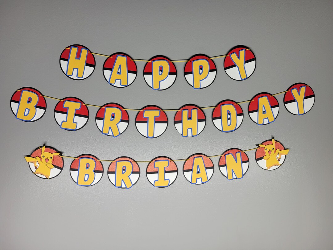 Pokemon Happy Birthday Banner - Etsy