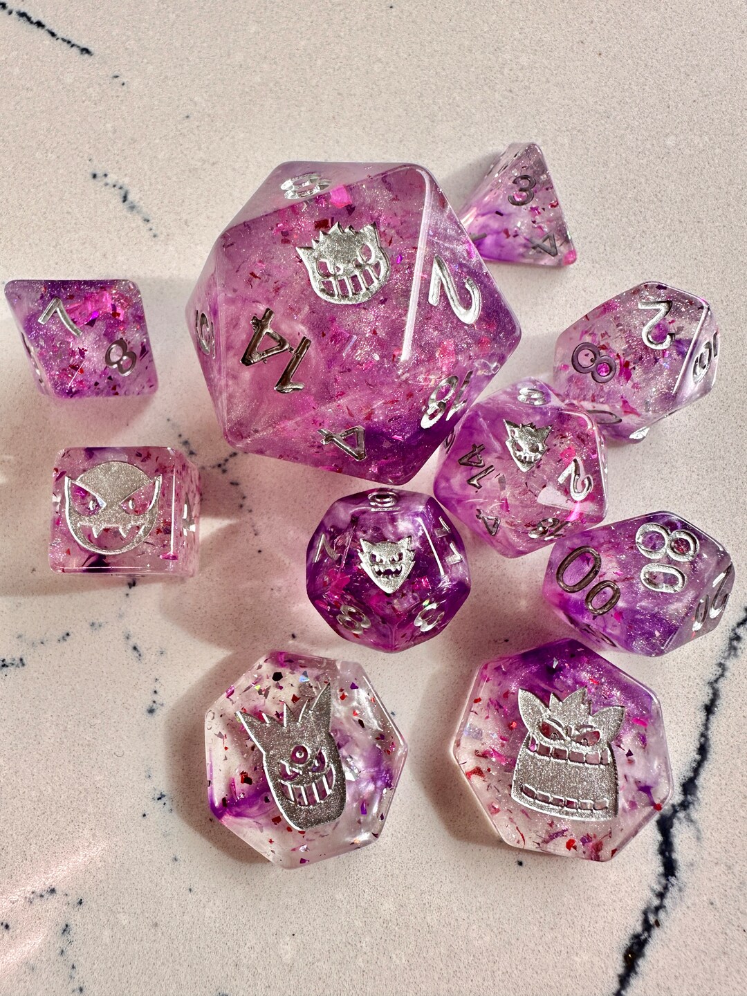 SHINY Gengar Pokemon Inspired PROTOTYPE Limited Polyset Dice Set D6 D20 RPG Dnd Gaming ...