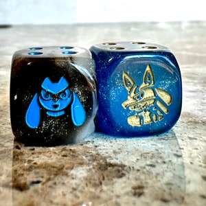 Pokemon Lucario Riolu Dice Inspired D6 RPG Dnd Gaming Polyhedral Custom ...
