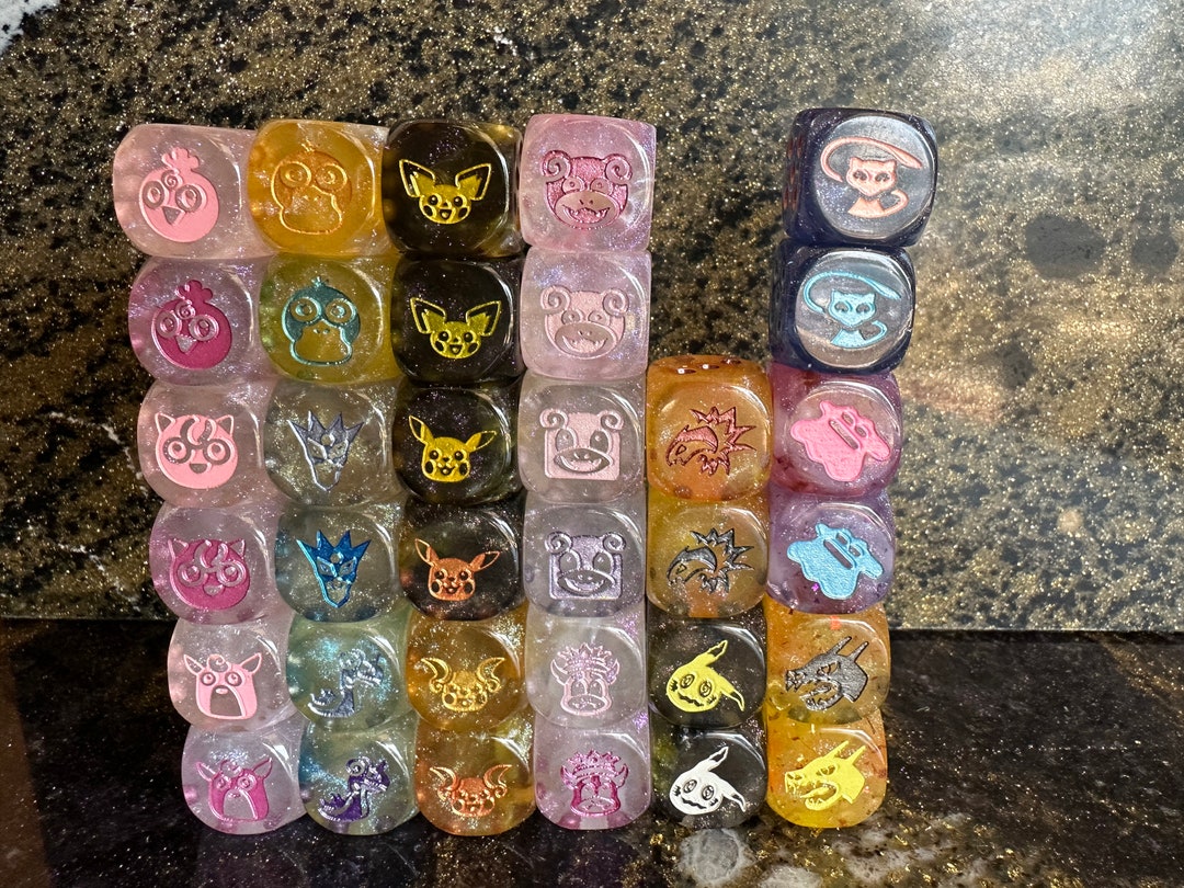 Pokemon Dice Inspired D6 Prototypes RPG Dnd Gaming Polyhedral Anime Art ...