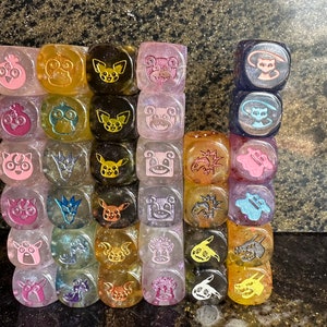 Pokemon Dice Inspired D6 Prototypes RPG Dnd Gaming Polyhedral Anime Art ...