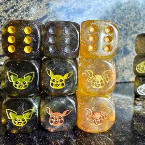 Pokemon Dice Inspired D6 Prototypes RPG Dnd Gaming Polyhedral Anime Art ...