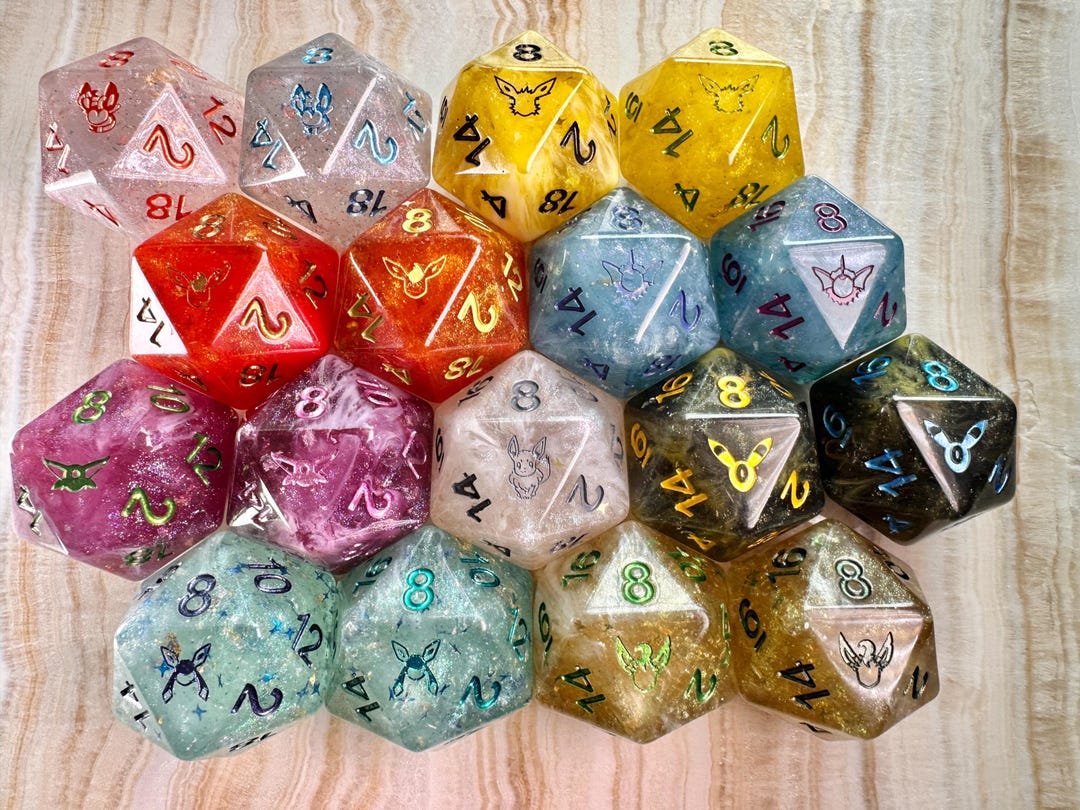 Pokemon Inspired Giga D20 Eevee Chonky Umbreon Leafeon Polyset Dice ...