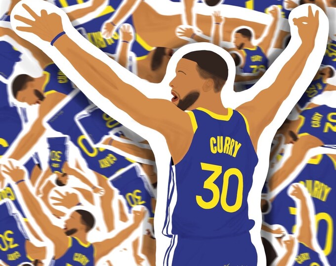 Steph Curry 3 Point Celebration Glossy Sticker 3, Water Resistant ...