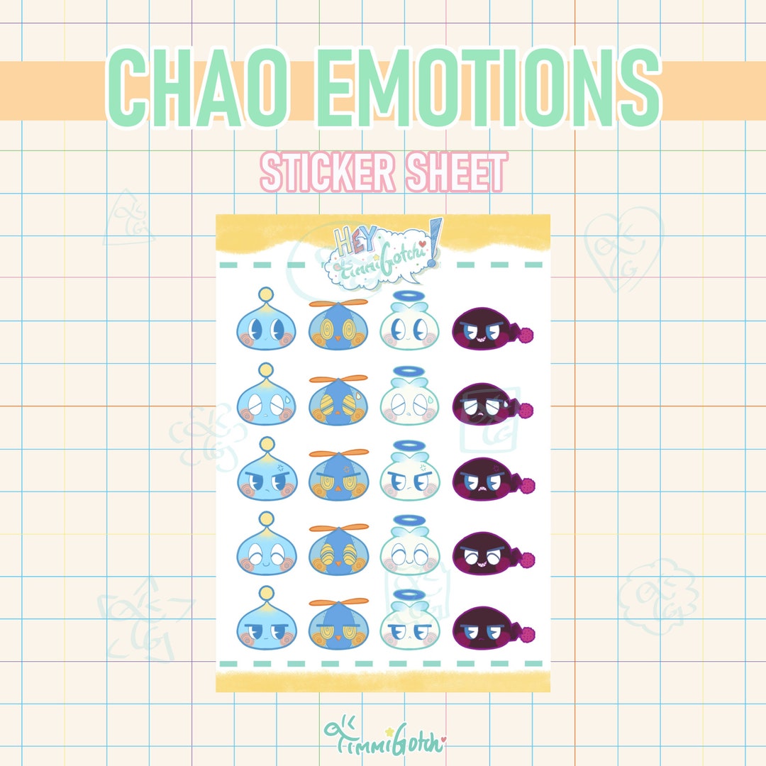 Chao Emotion Sticker Sheet sonic the Hedgehog omo, Angel, Dark Chao for ...