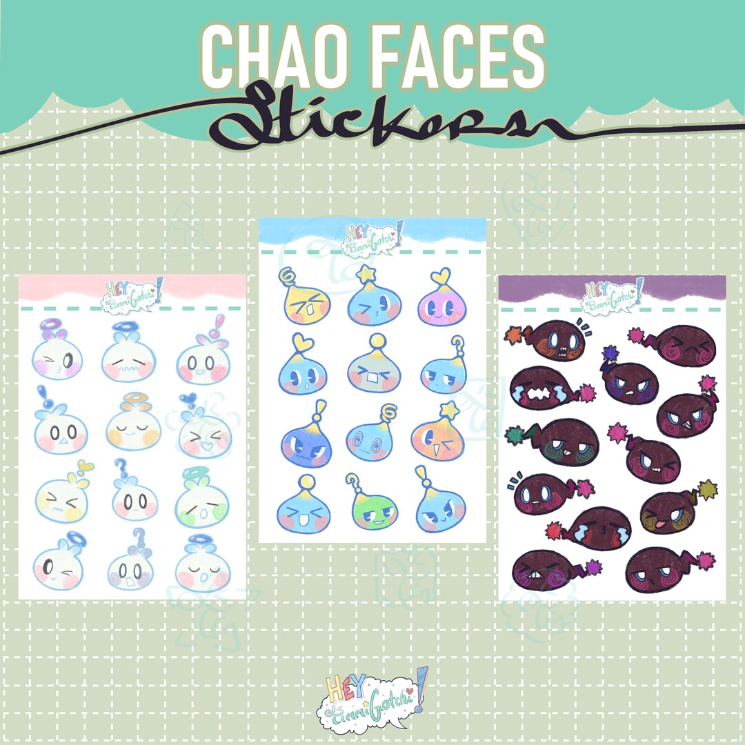 Chaos Faces Stickers sonic the Hedgehog cute Silly Emoji for Scrapbooks ...