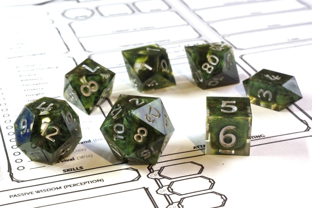 The Ooze Handmade 7 Piece Dice Set Sharp Edge D&D and Pathfinder - Etsy